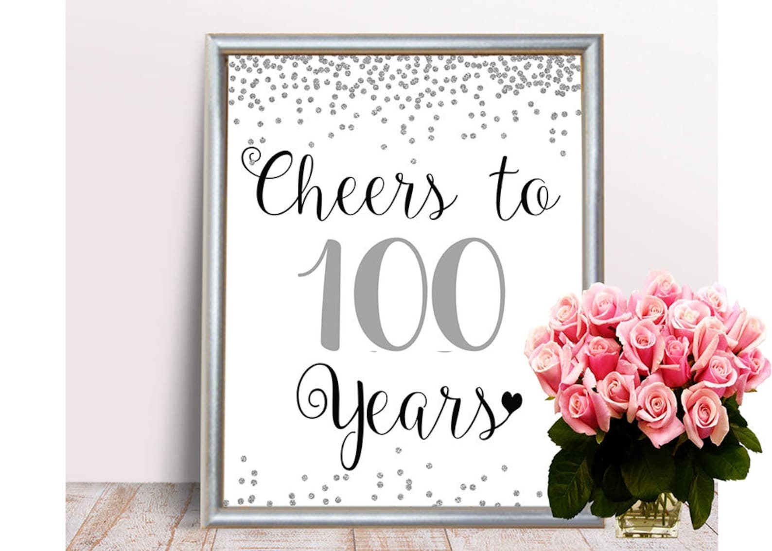 Cheers to 100 Years, 100th Birthday Sign, 100th Anniversary Sign ...