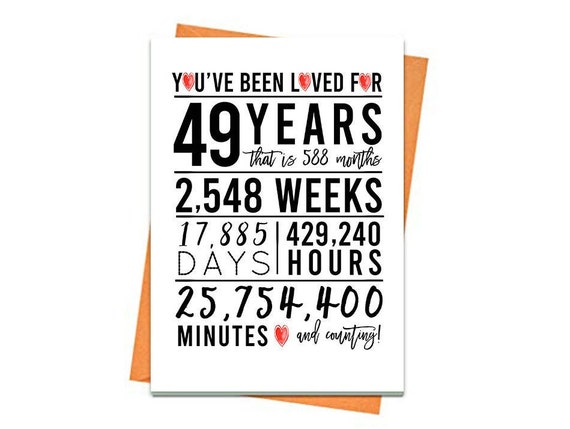 49th Birthday Card Printable Birthday Card 49th Birthday | Etsy