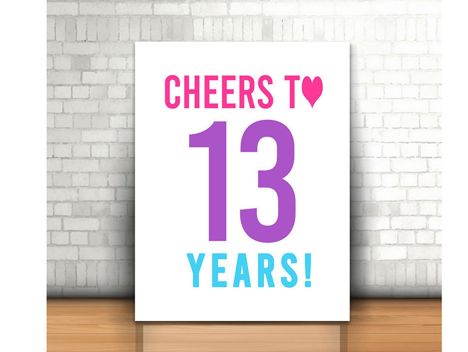 Cheers to 13 Years PRINTABLE Princess 13th Birthday Sign | Etsy