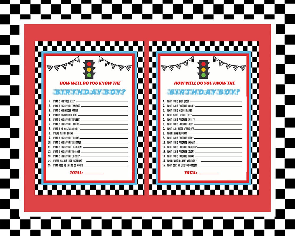Race Car Party Printable Decorations & Invitation Template Bundle, Two ...