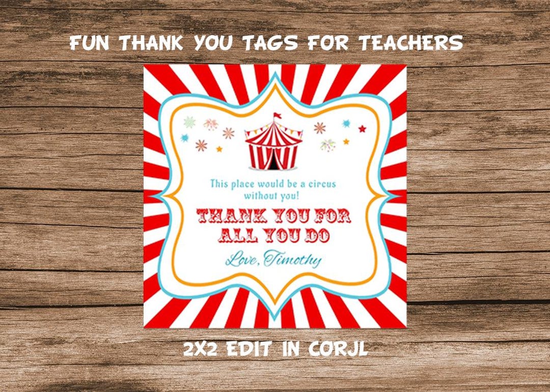 Carnival Teacher Thank You Tags, Printable Carnival Theme Labels ...