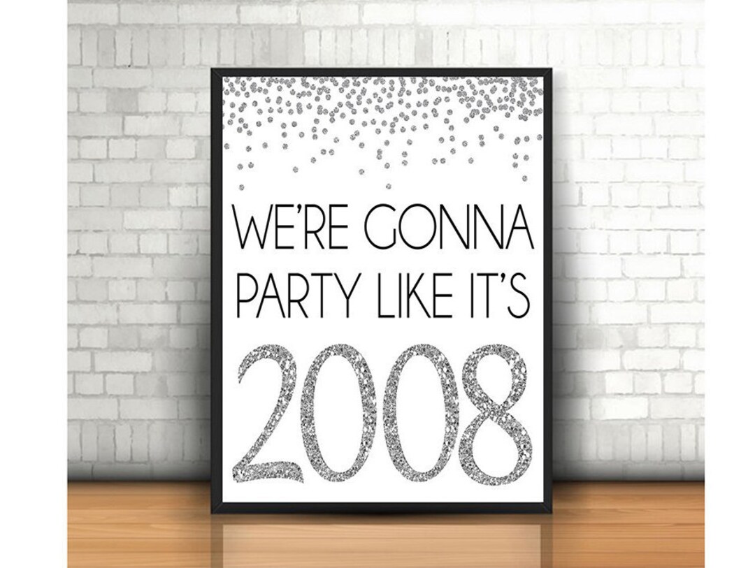 Silver 15th Birthday Decor, 2008 Sign, Printable, 2008 Birthday Sign ...