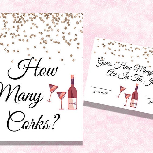 Guess How Many Corks Are in the Jar Sign and Cards Bridal - Etsy