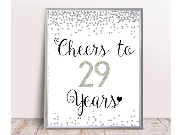 Silver 29th Birthday Sign 29th Birthday Party Decoration | Etsy