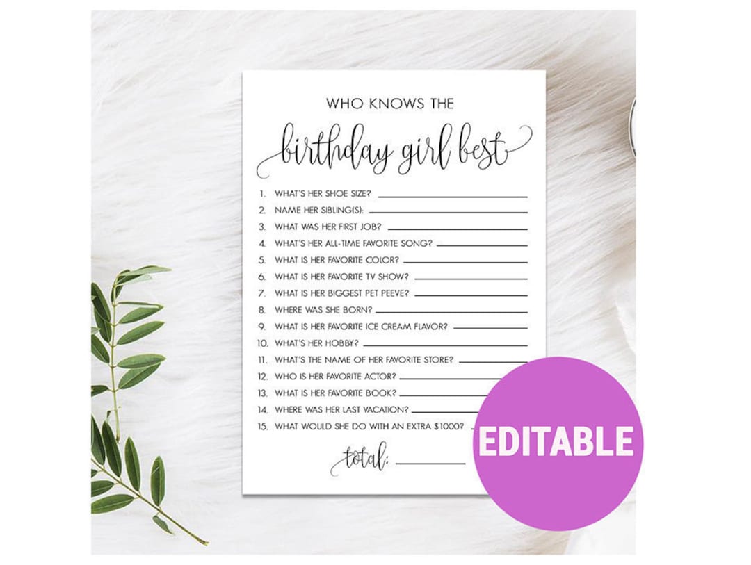 How Well Do You Know the Birthday Girl, Who Knows the Birthday Girl ...