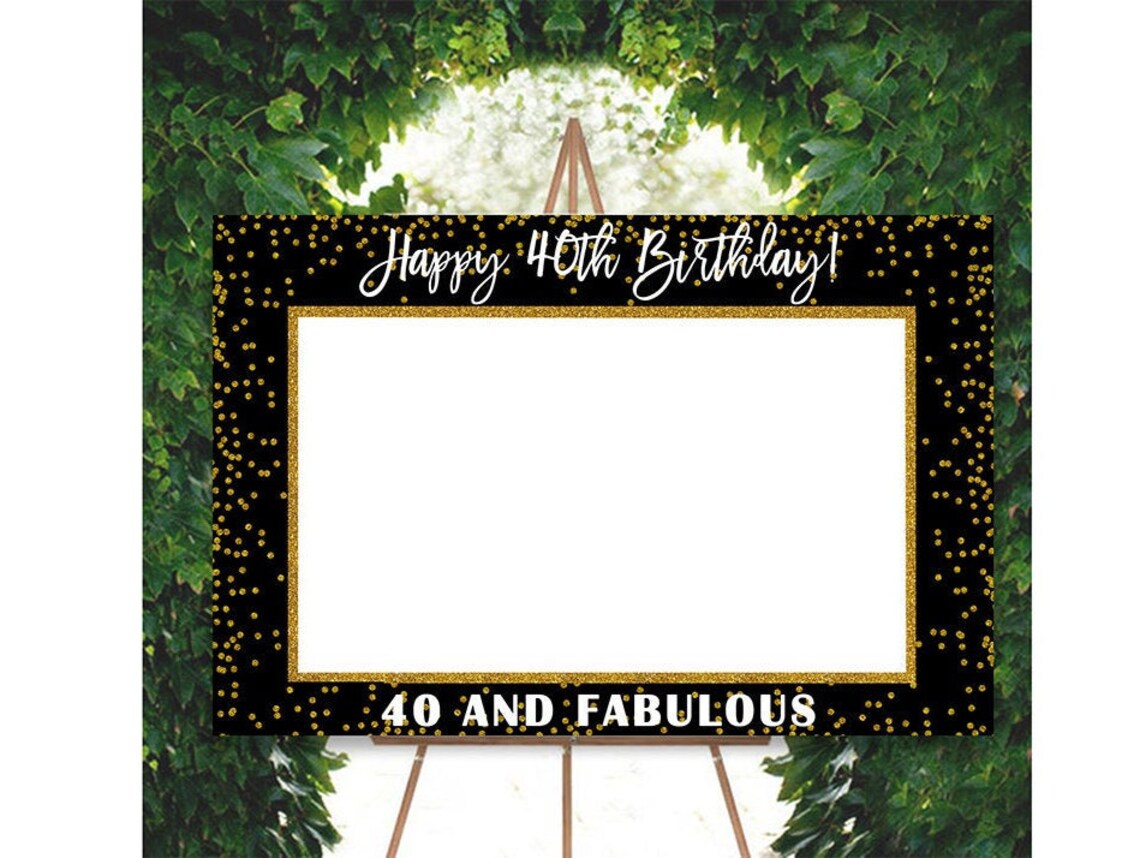 Gold Birthday Photo Prop, 40 and Fabulous, INSTANT DOWNLOAD, 40th ...
