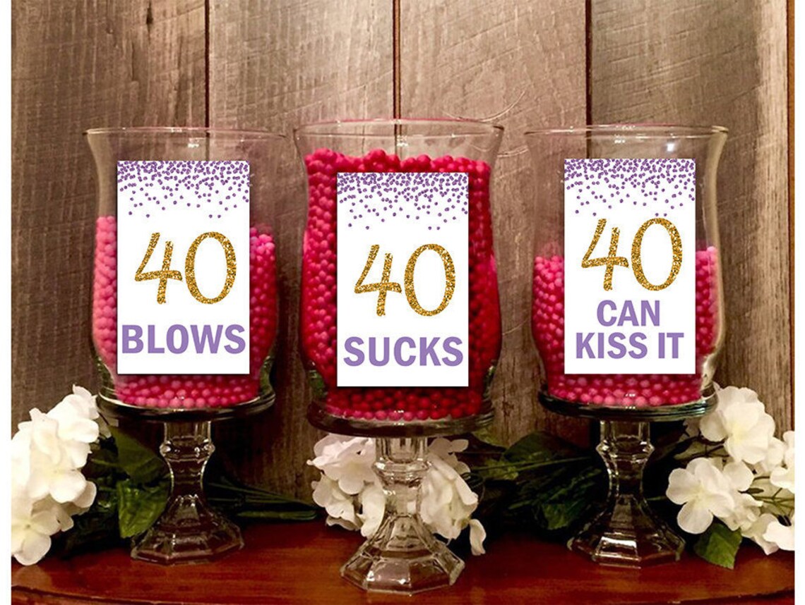Gold and Purple 40th Birthday PRINTABLE Table Decoration 40 | Etsy