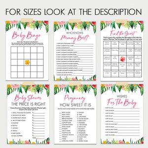 Tropical Baby Shower Games Bundle, Greenery Floral Palm Leaves ...