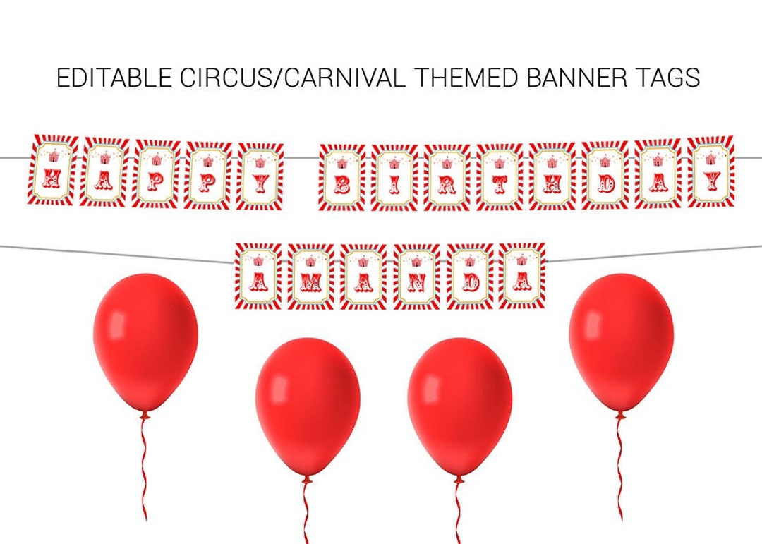 Editable Circus Banner, Printable, Carnival Letters Decor, Circus ...