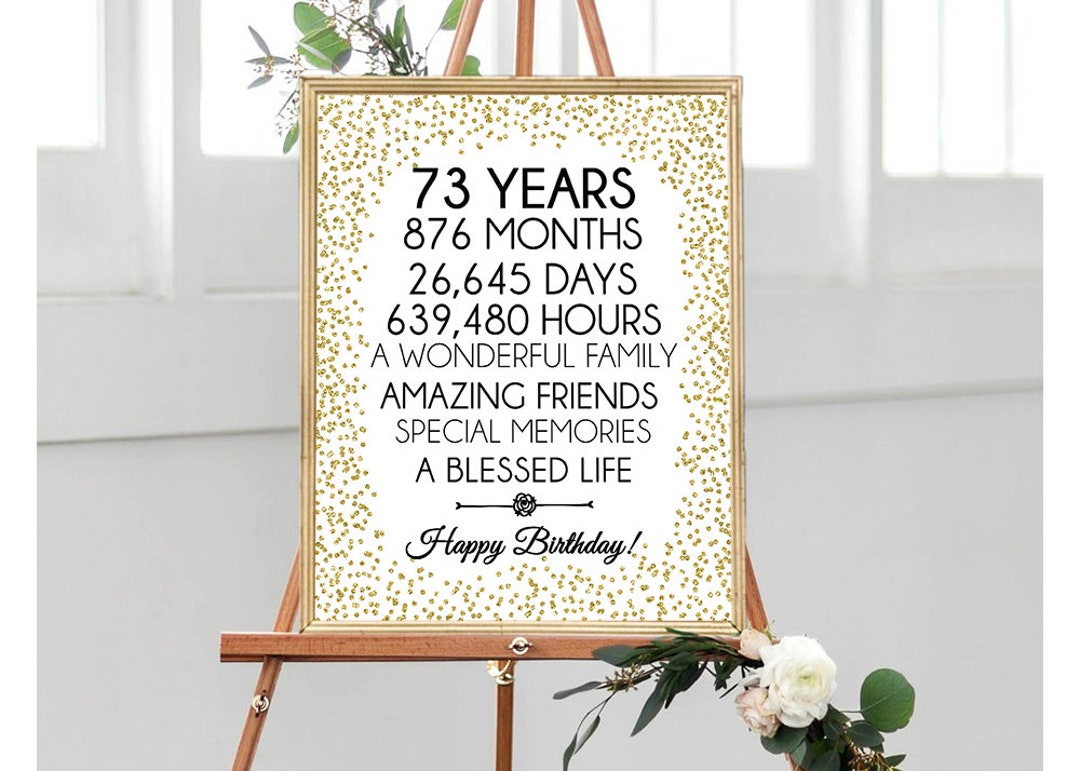 Happy 73rd Birthday, 8x10, 16x20, Cheers to 73 Years, 73rd Birthday ...