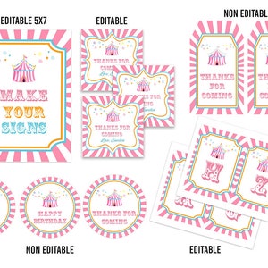 Pink Carnival Theme Party Bundle, Invitation & Decoration, Printable ...