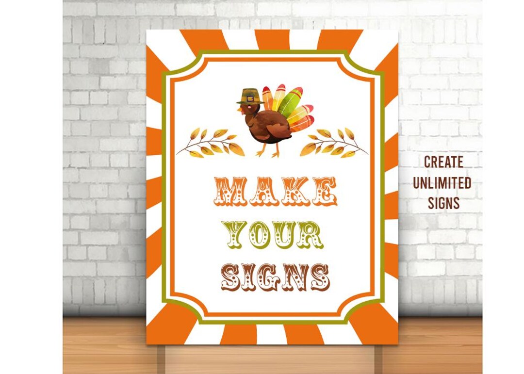 Editable Thanksgiving Party Sign, Printable, Thanksgiving Sign ...