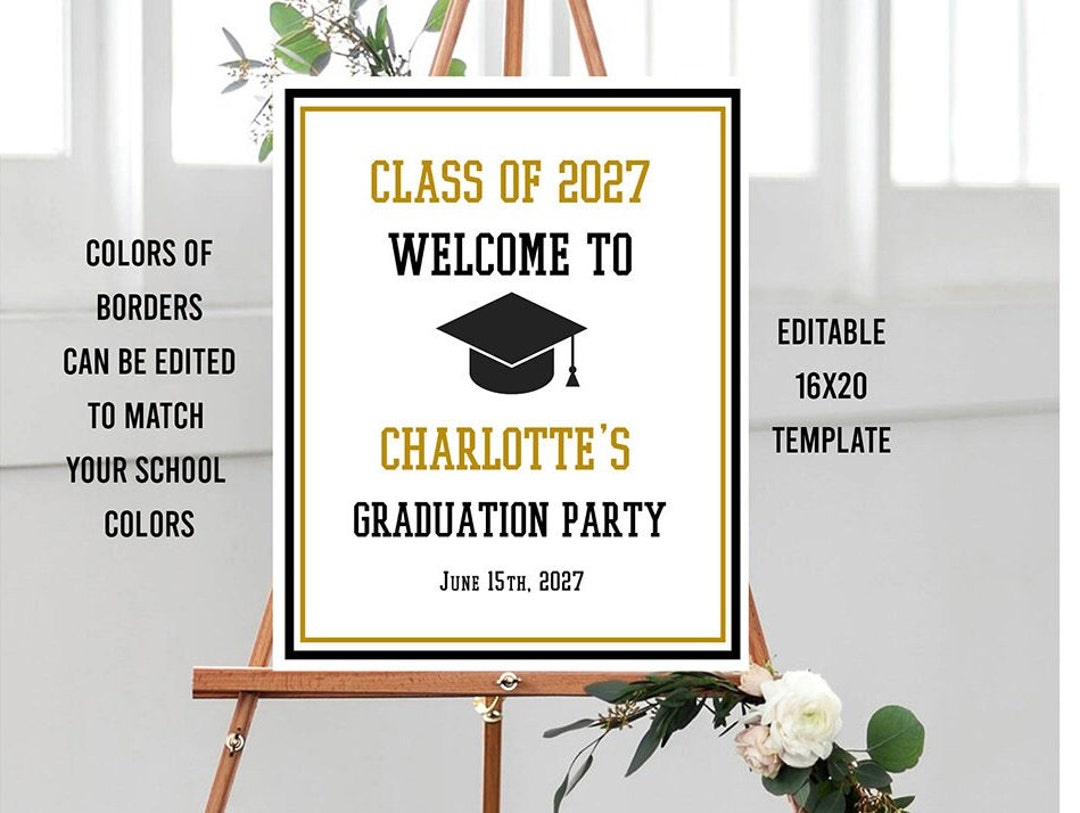 Editable Graduation Welcome Sign 16x20, Graduation Party Welcome ...