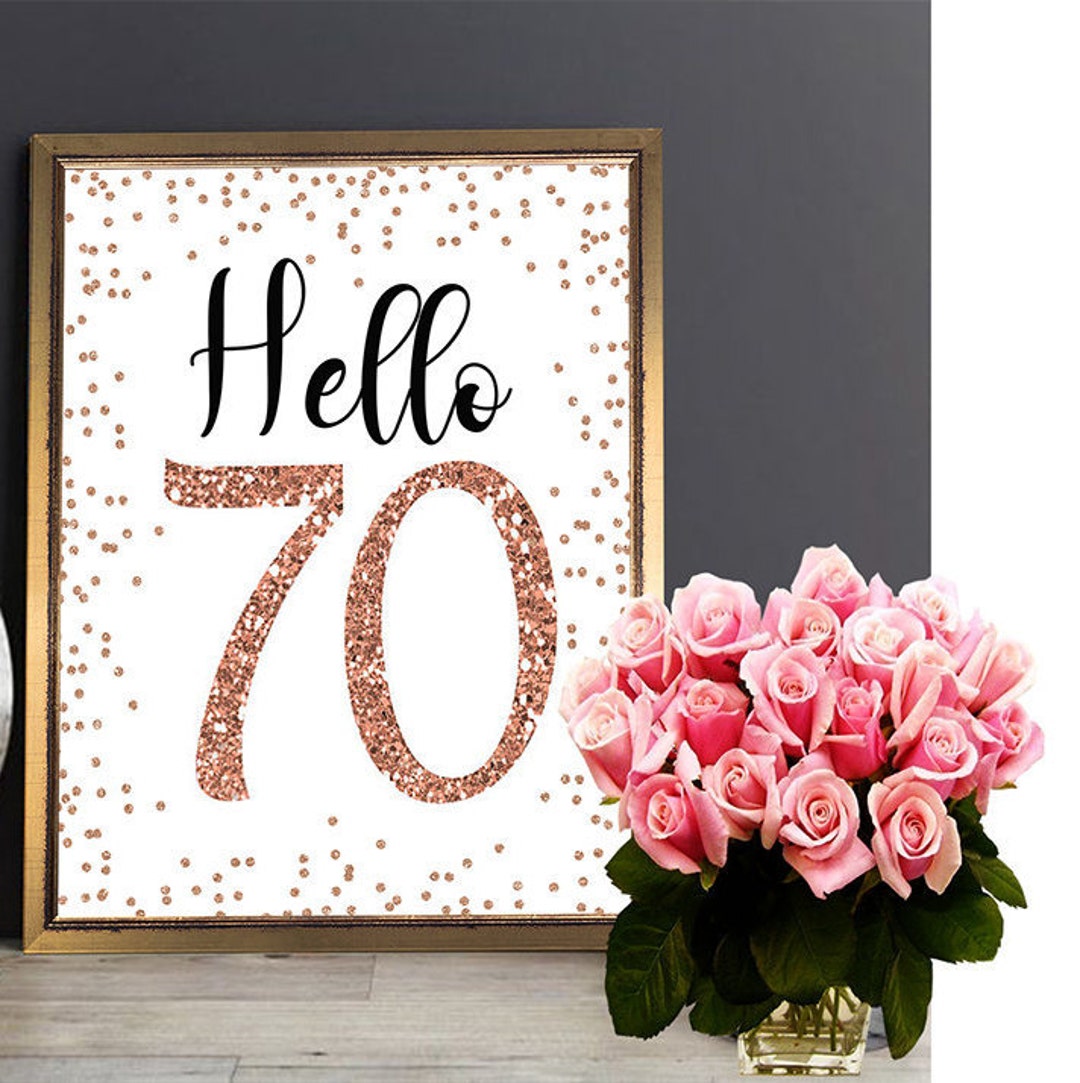 Rose Gold Hello 70 Sign Cheers to 70 Years 70th Birthday - Etsy
