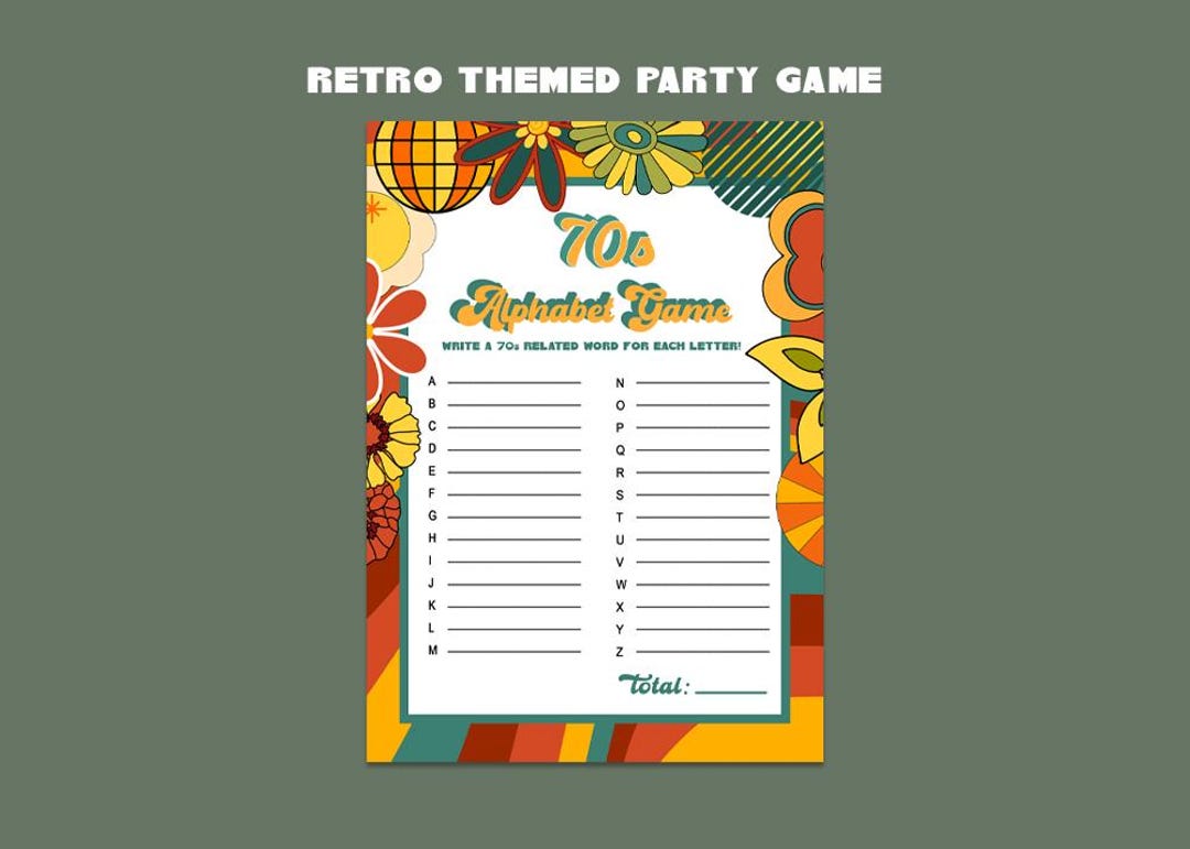 70s Alphabet Game, Retro Birthday Activity, 70s A-Z Activity, Printable ...