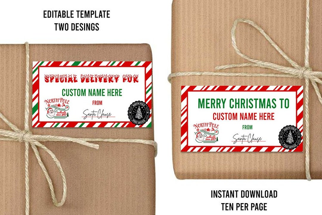 Christmas Gift Tags Template. Printable From Santa Tags Labels ...