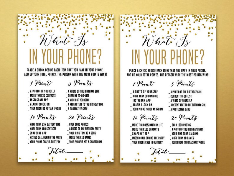 Gold Birthday Party Games Who Knows the Birthday Girl Best | Etsy