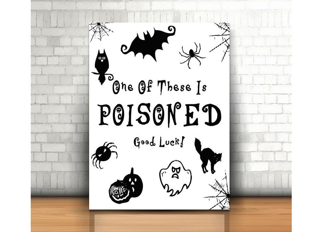 One of These is Poisoned Sign, Digital Print, Halloween Dinner Party ...