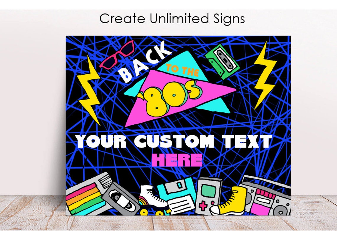 Editable 80s Party Sign Printable Retro Sign Retro Birthday - Etsy