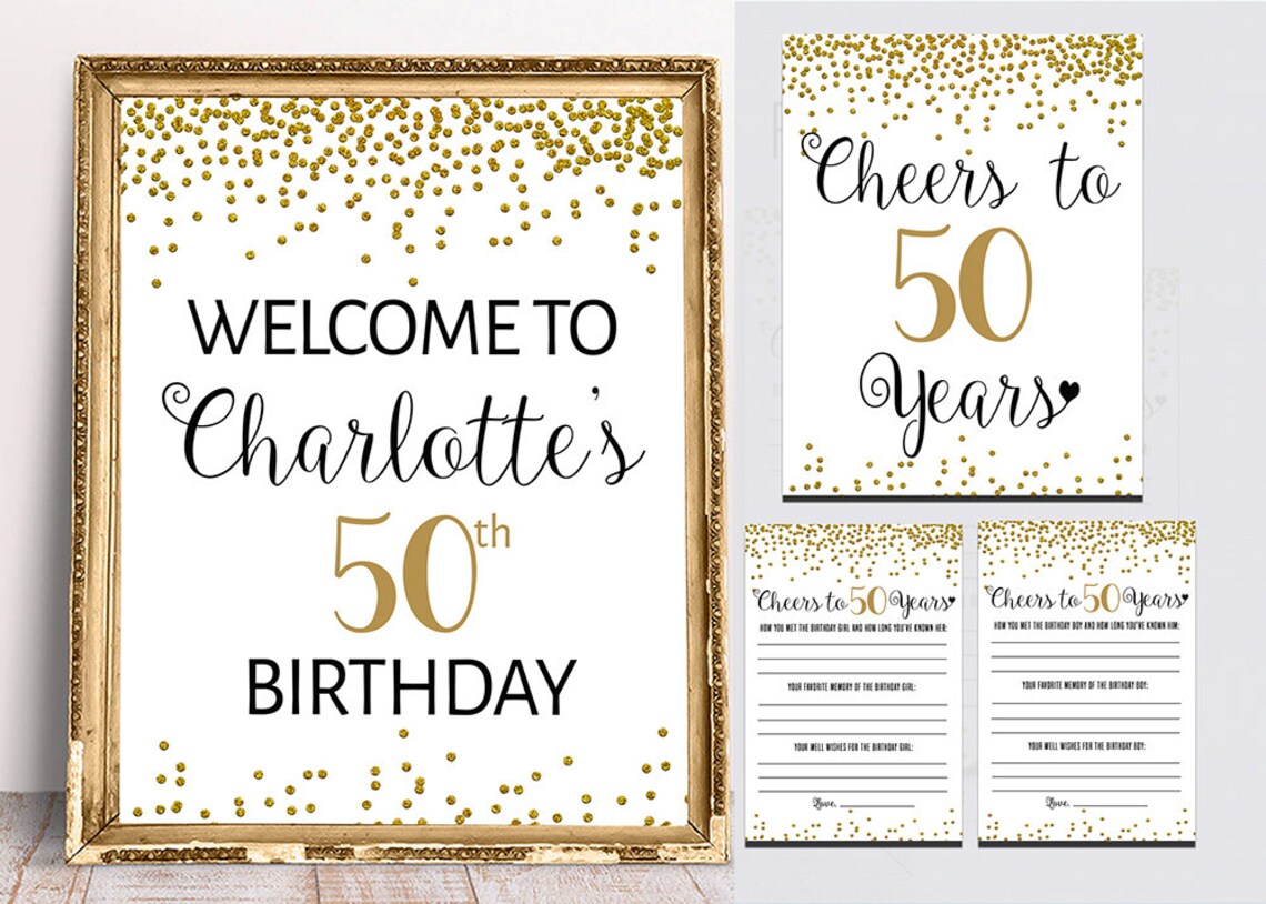 50th Birthday Pack Birthday Welcome Sign 50th Birthday Game | Etsy