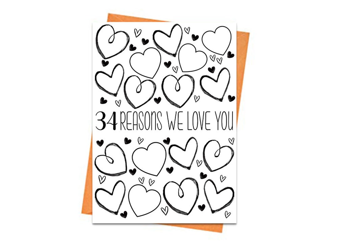 34th Birthday Card, Printable Birthday Card, 34th Birthday Printables ...