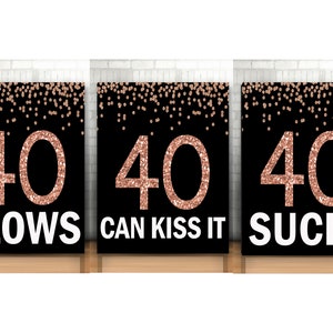 40th Birthday Signs Bundle, 40 Blows, 40 Sucks, 40 Can Kiss It, Happy ...