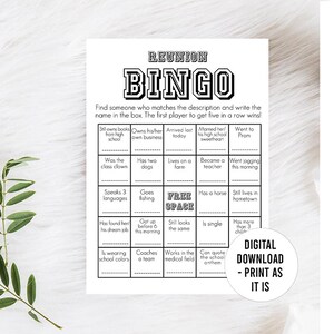 High School Reunion Bingo Game, 5x7, 8x10, Printable, Class Reunion ...
