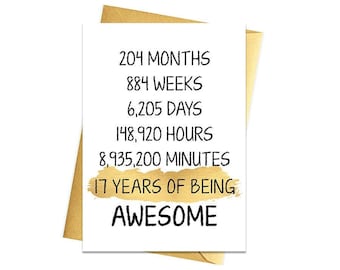 17th Birthday Card for Teenagers Sweet 17 Birthday Card for - Etsy ...