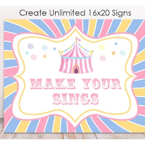 Editable Pastel Carnival Party Sign, Printable, Circus Tent Sign ...