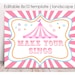 Editable Pink Carnival Party Sign, Printable, Landscape, Circus Canopy ...