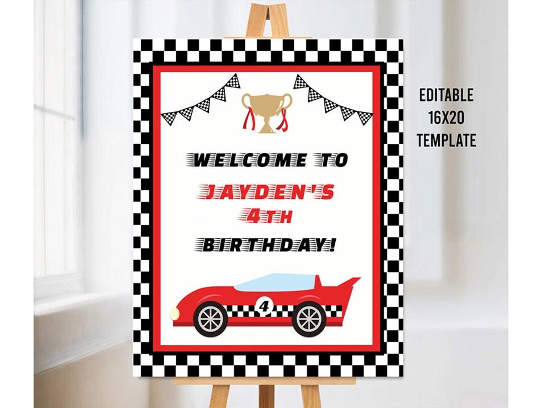 Editable Race Car Welcome Sign, Racing Party, Boy Birthday Party, Car ...