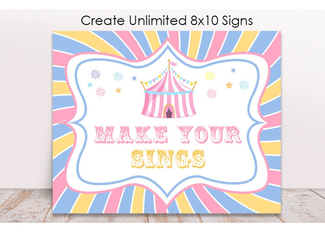 Editable Pastel Carnival Party Sign, Printable, Circus Tent Sign ...