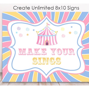 Editable Pastel Carnival Party Sign, Printable, Circus Tent Sign ...