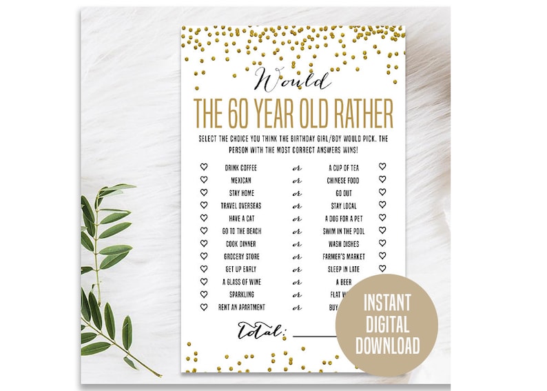 Gold 60th Birthday Game Bundle, Printable, 60th Birthday Party Activity ...