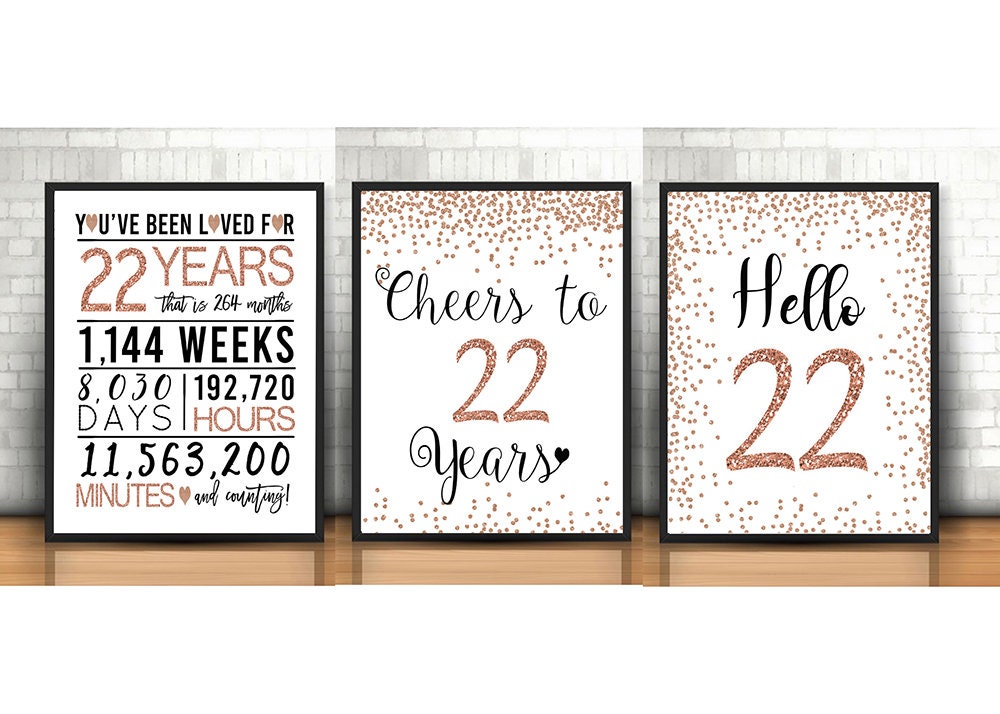 22nd Birthday Signs Bundle Cheers to 22 Years Hello 22 - Etsy