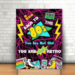 Retro Party Signs Bundle, Back to the 80s, 80s Themed Party, Retro ...