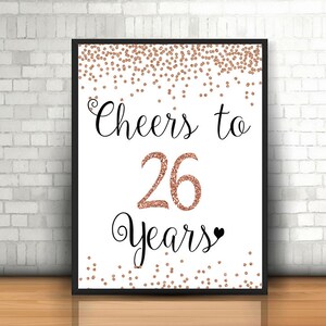 26th Birthday Signs Bundle, Cheers to 26 Years, Hello 26, Happy 26th ...