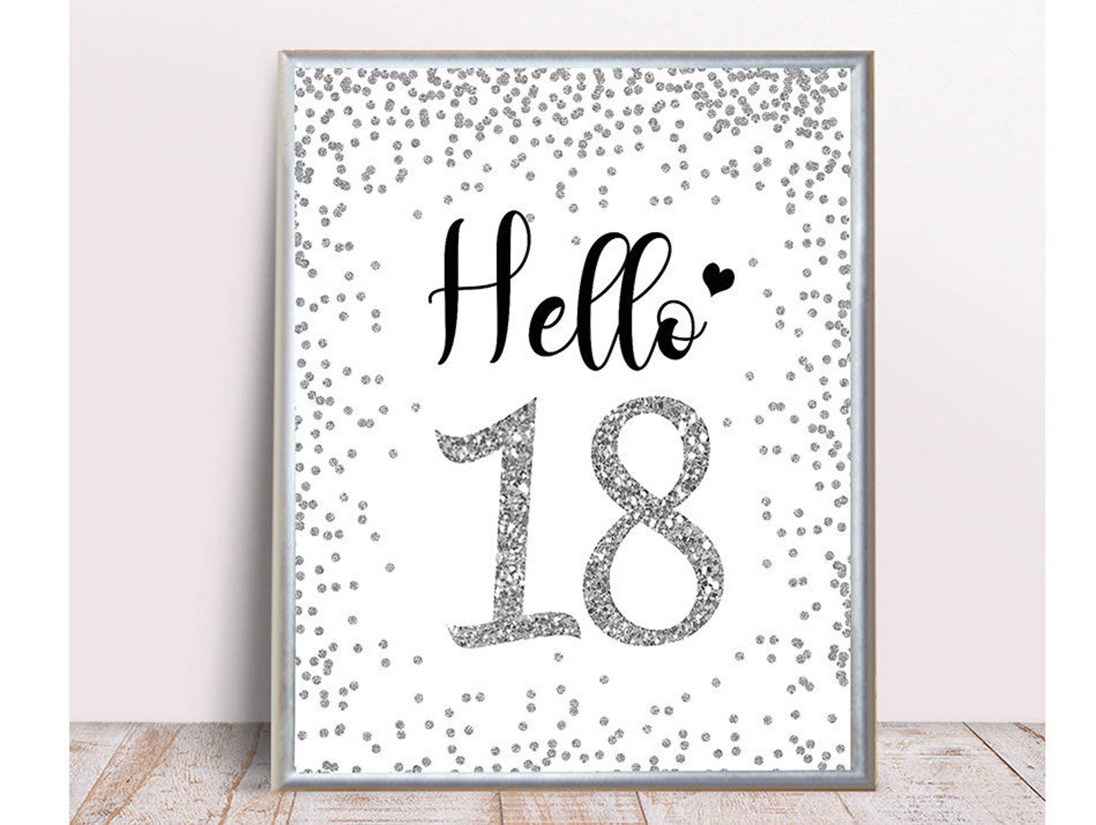Silver Hello 18, Cheers to 18 Years, 18th Birthday Sign, 18th ...