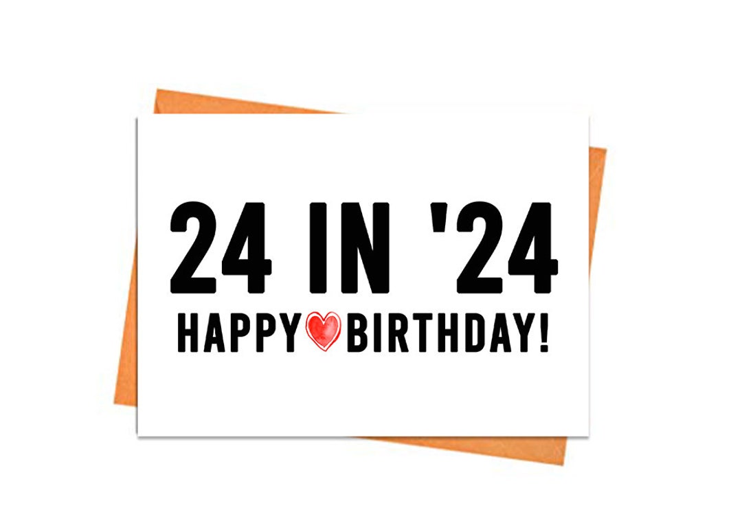 24th Birthday Card, Printable Birthday Card, 24th Birthday Printables ...