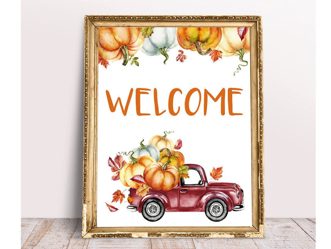 Welcome Sign, Fall Welcome Sign, Autumn Welcome, Pumpkin Welcome, Fall ...