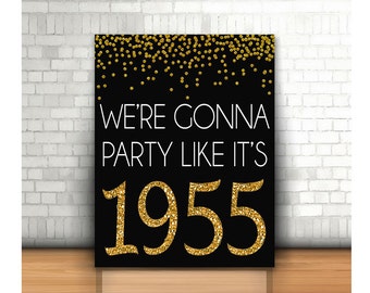 Paper & Party Supplies Party Supplies Vintage 1955 Chalkboard Sign Aged ...