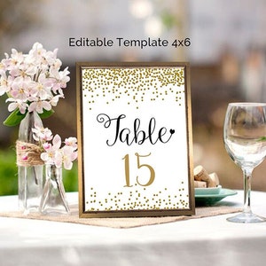 Editable Table Numbers, Printable Table Numbers, Confetti Table Number ...