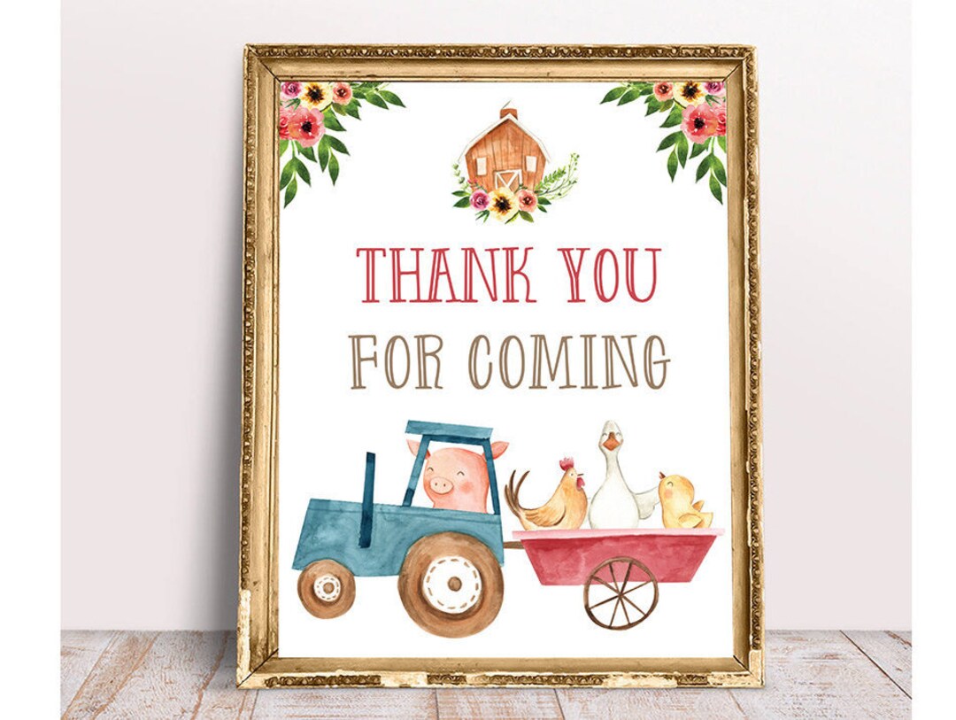 Farm Thank You for Coming Sign, Farm Birthday Sign, Farm Animals Thanks ...