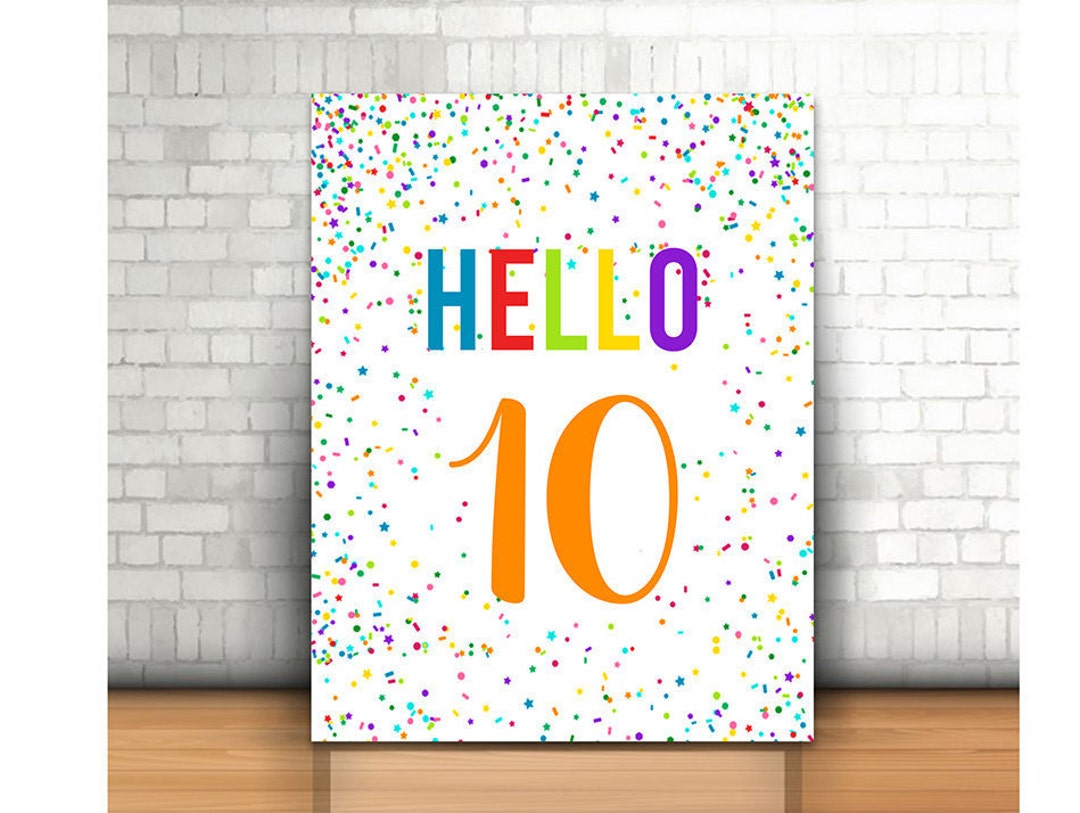 10th Birthday Sign, PRINTABLE 10th Bday Sign, Colorful Cheers to 10 ...