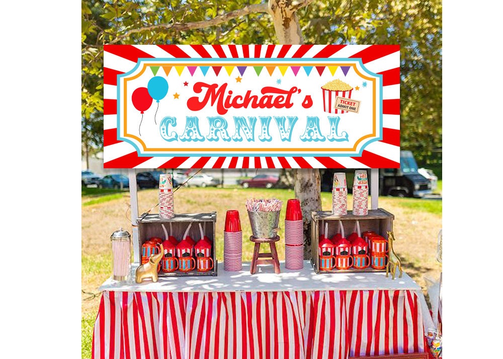 Editable Carnival Party Sign, 29.5x12.3, Printable, Circus Tent Poster ...