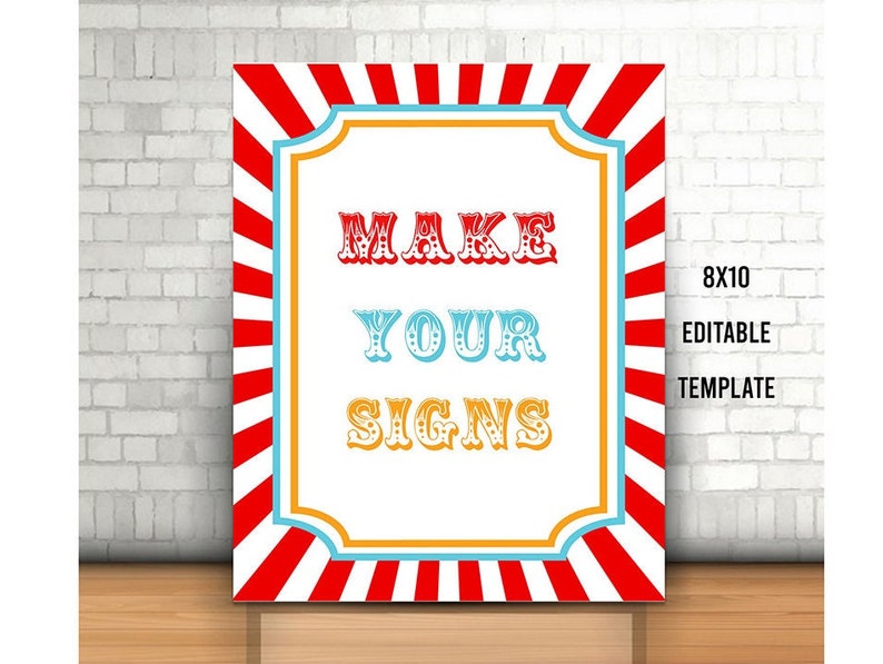 Editable Carnival Party Sign 8x10 Printable Circus Welcome - Etsy