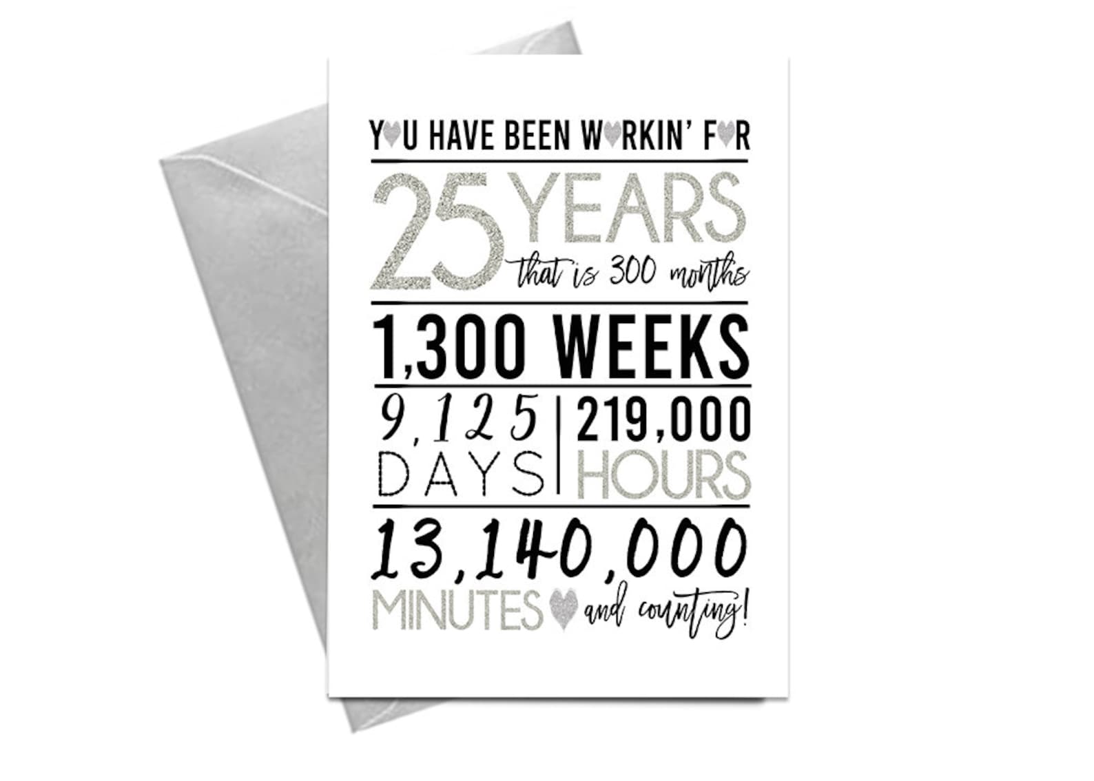 25th Work Anniversary Card, PRINTABLE Anniversary Card, 25th ...
