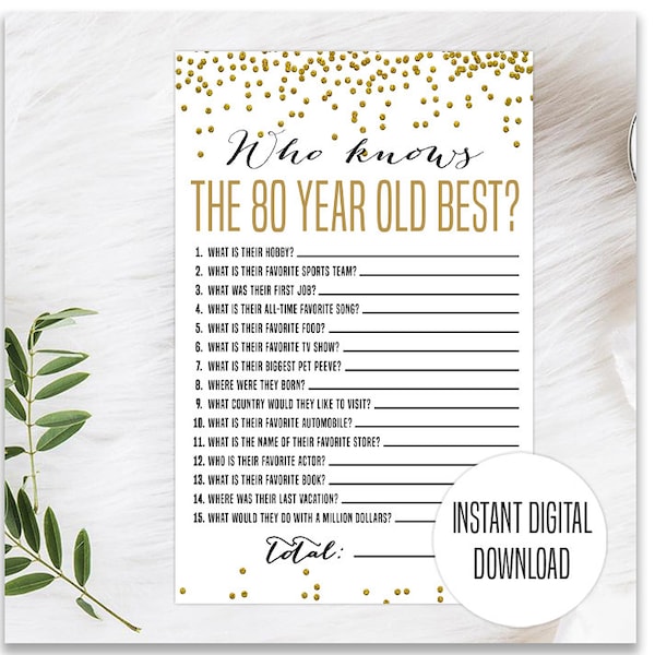 80th Birthday Trivia Games - Etsy