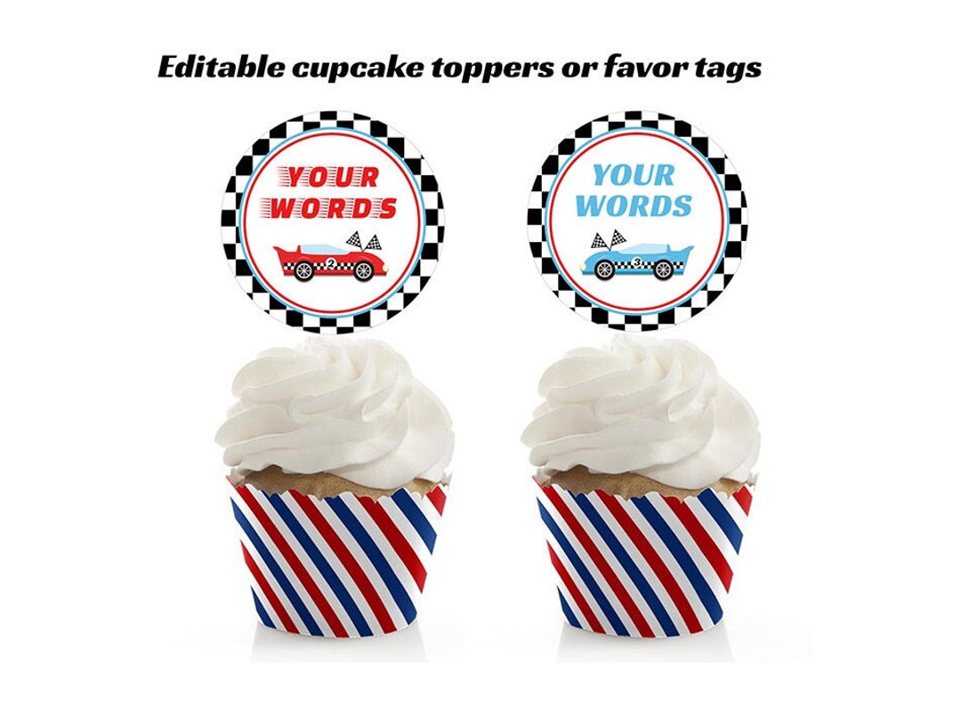 Editable Race Car Birthday Tags, Printable, Racing Car Tent Template ...