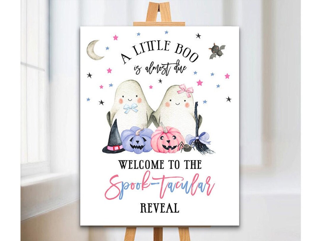 Halloween Gender Reveal Welcome Sign, 8x10, 16x20, Booy or Ghoul, Spook ...
